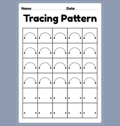 Tracing pattern left curve lines worksheet Vector Image