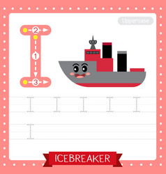 Letter i uppercase tracing practice worksheet ice Vector Image
