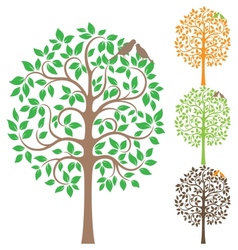 Decorative composition with two birds on tree Vector Image