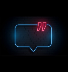 Realistic glowing shape neon quote frame isolated Vector Image