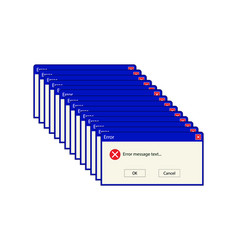 Old computer window with error message retro pc Vector Image