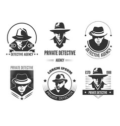 Private detective promotional monochrome emblems Vector Image