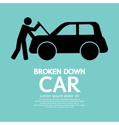 Pushing broken car graphic symbol Royalty Free Vector Image
