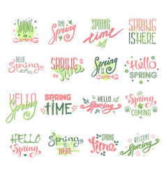Spring time lettering text greeting card Vector Image