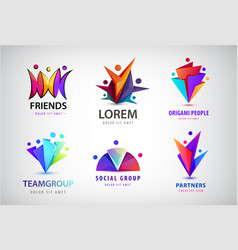 Human people group logo family business Royalty Free Vector