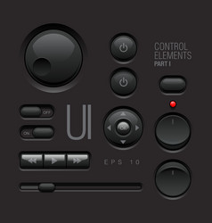 Black web ui elements buttons switches bars power Vector Image