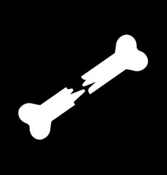 Bone fracture icon on black background outline Vector Image