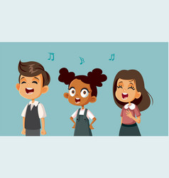 Choir girls and boys singing a song Royalty Free Vector
