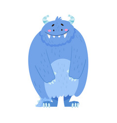 Funny smiling toothy monster with horns Royalty Free Vector