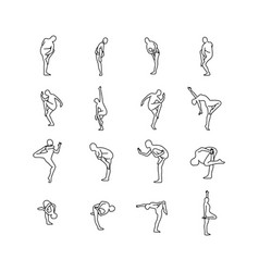 Yoga poses set outline sketch Royalty Free Vector Image