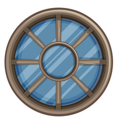 Round window with wooden frame Royalty Free Vector Image