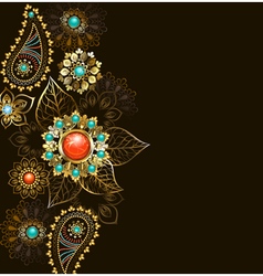 Frame with ethnic gold jewelry Royalty Free Vector Image