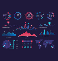 Infographic dashboard financial charts gradient Vector Image