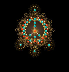 Symbol of om with turquoise Royalty Free Vector Image