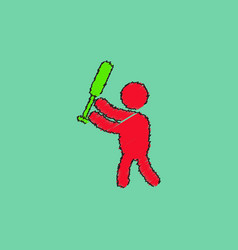 Silhouette of a baseball player in hatching style Vector Image