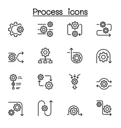 Process data analysis icon set in thin line style Vector Image