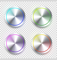 Realistic metal chrome button silver steel volume Vector Image