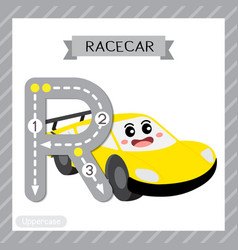 Letter r tracing racecar Royalty Free Vector Image