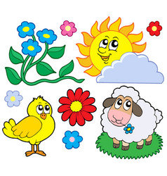 Cute sun with flower Royalty Free Vector Image