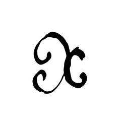 Letter x handwritten by dry brush rough strokes Vector Image