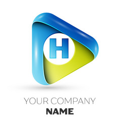 Letter h symbol in the colorful triangle Vector Image