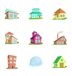 Building icons set cartoon style Royalty Free Vector Image