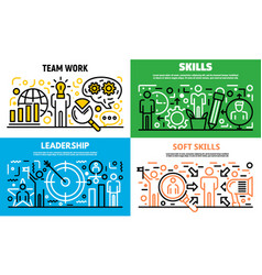Skills banner outline style Royalty Free Vector Image