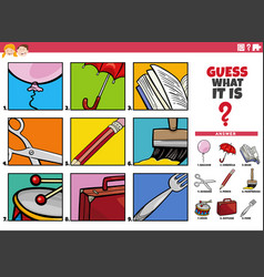 Guess cartoon objects educational game for kids Vector Image