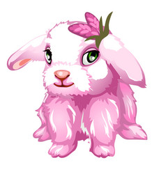 Cute yellow bunny with pink bow and ears Vector Image