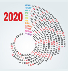 Colorful round calendar 2021 calendar portrait Vector Image