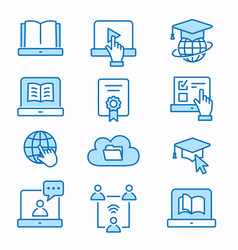 Line online education icons Royalty Free Vector Image
