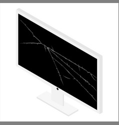 Broken computer monitor the screen cracked Vector Image