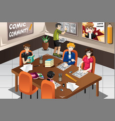 Drawing comic community Royalty Free Vector Image