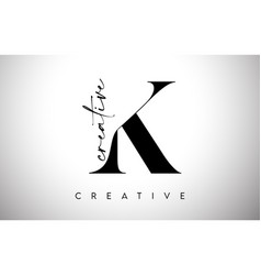 K letter design with creative cut and serif font Vector Image
