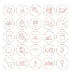 Programming Line Icons Circle Royalty Free Vector Image