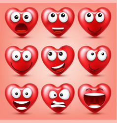 Heart smiley emoji set for valentines day Vector Image