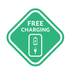Free charging - black and yellow information sign Vector Image