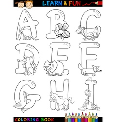 Black and white alphabet with forest animals Vector Image