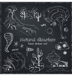 Set of doodle sketch natural disasters Royalty Free Vector