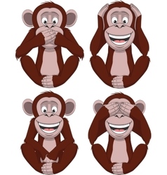Cartoon happy monkeys collection set Royalty Free Vector