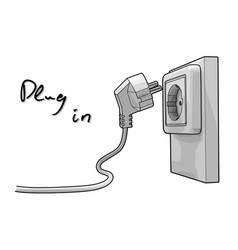 Electricity plug and socket simple draw Royalty Free Vector