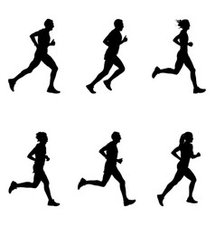 Silhouette of running woman profilec simple black Vector Image