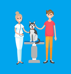 Veterinarian with a dog Royalty Free Vector Image Veterinarian with a dog Royalty Free Vector Image