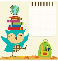 Owl with stack of books Royalty Free Vector Image