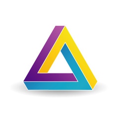 Pen rose triangle- tricolor 3d business logo Vector Image