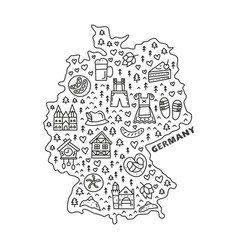 Doodle outline finland tourist map Royalty Free Vector Image