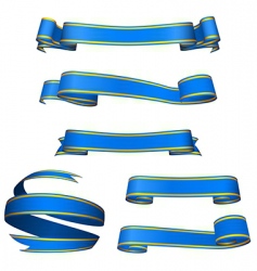 Blue ribbon banner satin glossy bow blank design Vector Image