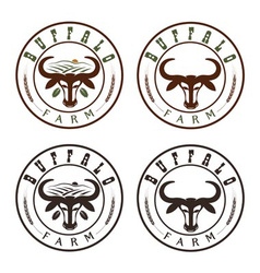 Buffalo farm vintage labels set Royalty Free Vector Image