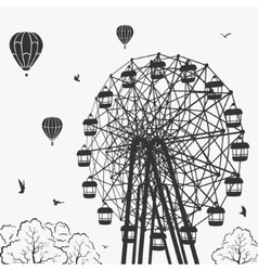 Funfair with ferris wheel Royalty Free Vector Image