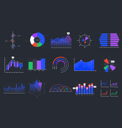 Abstract data visualization set isolated on black Vector Image